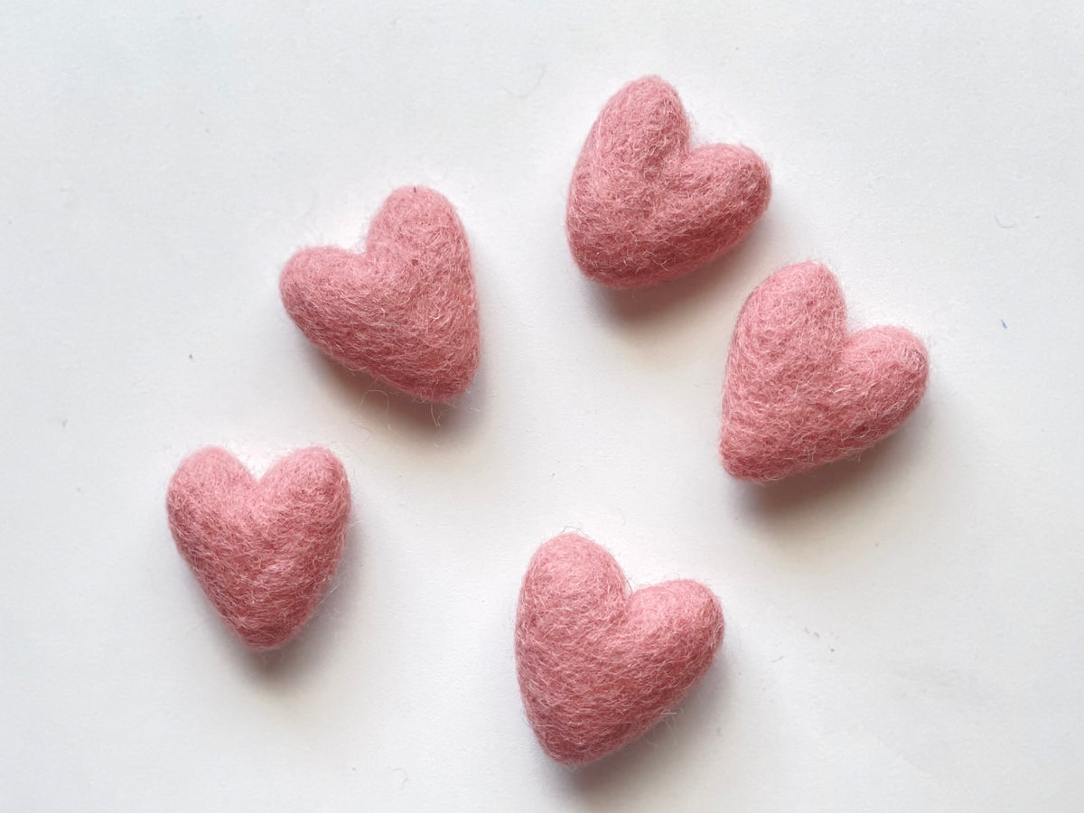 Rose Pink Felt Hearts – Red Owl Photo Props